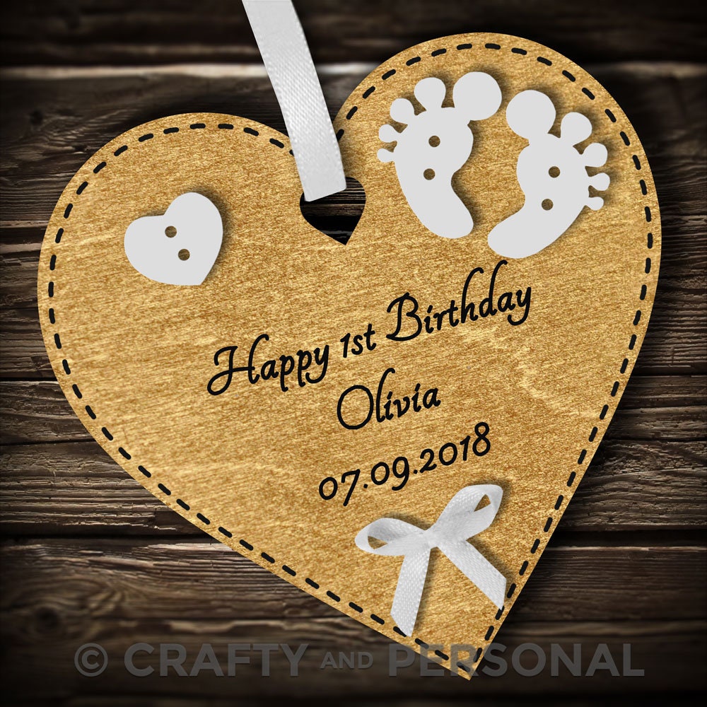 Personalised Baby's First 1st Birthday Gift Heart Plaque - Etsy UK