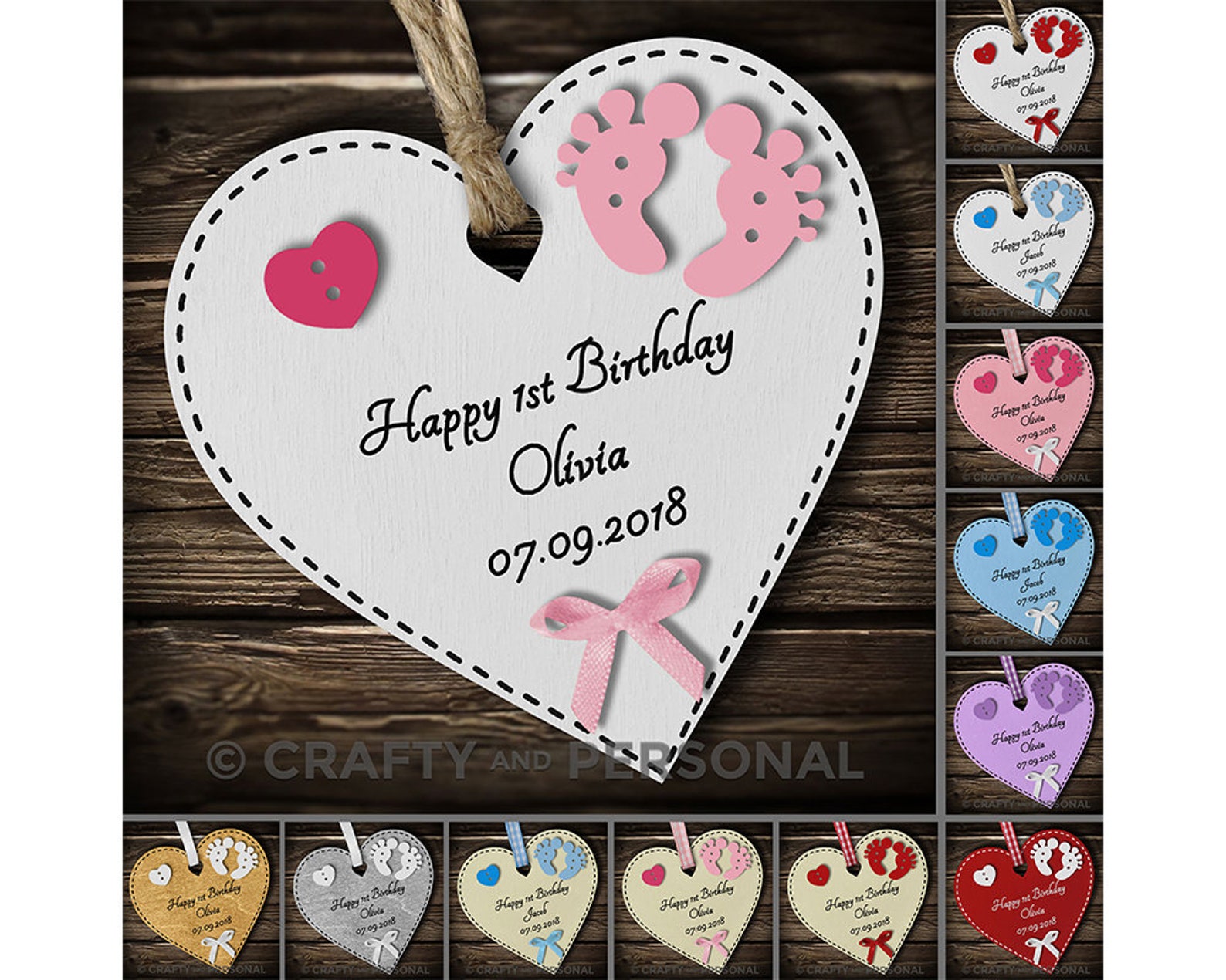 Personalised Baby's First 1st Birthday Gift Heart Plaque - Etsy UK