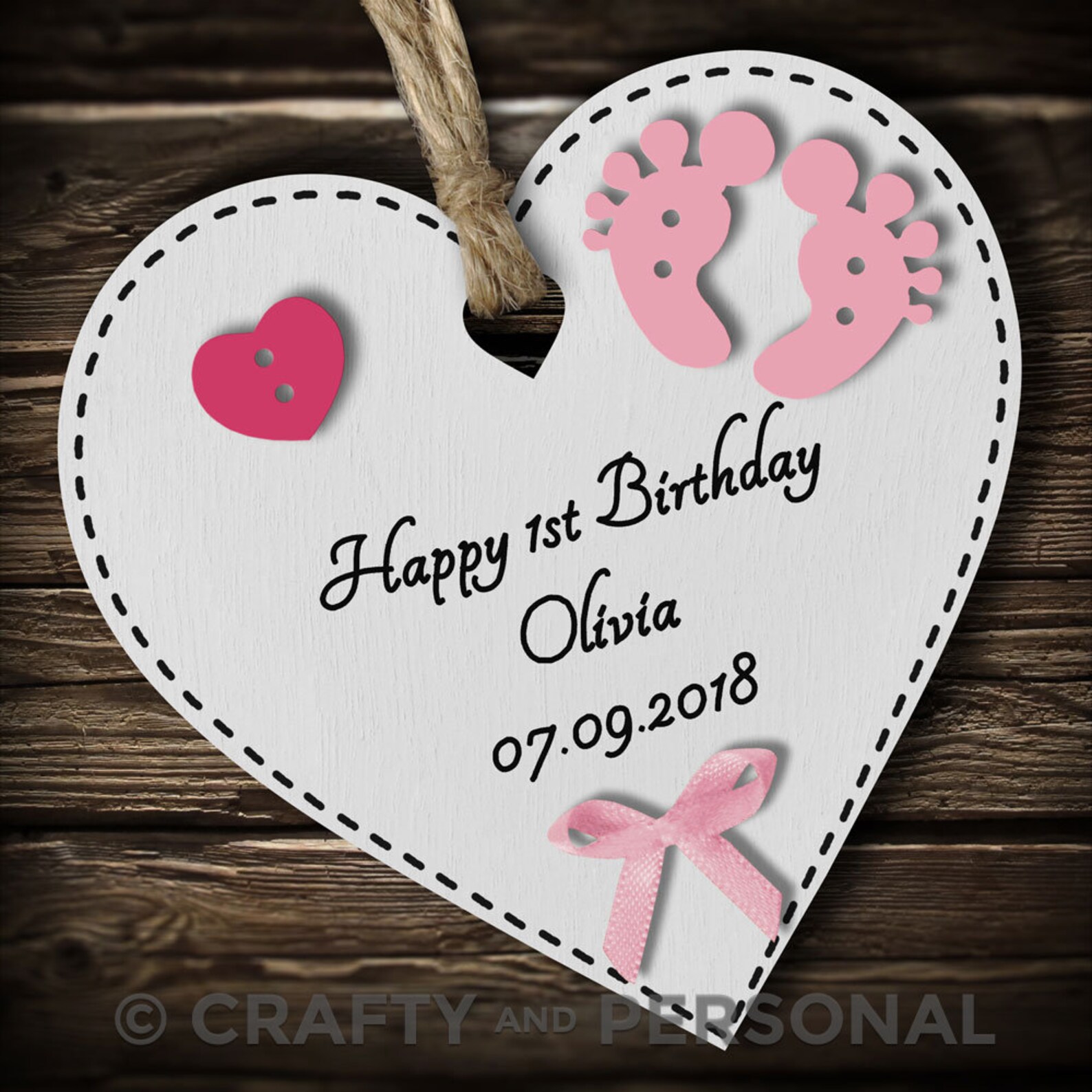 Personalised Baby's First 1st Birthday Gift Heart Plaque - Etsy UK