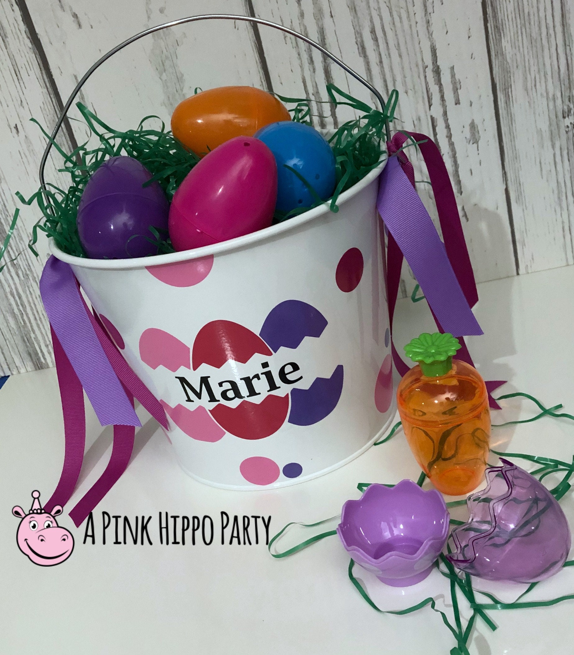 Easter Egg Basket Name Easter Basket Easter Pail Toddler - Etsy