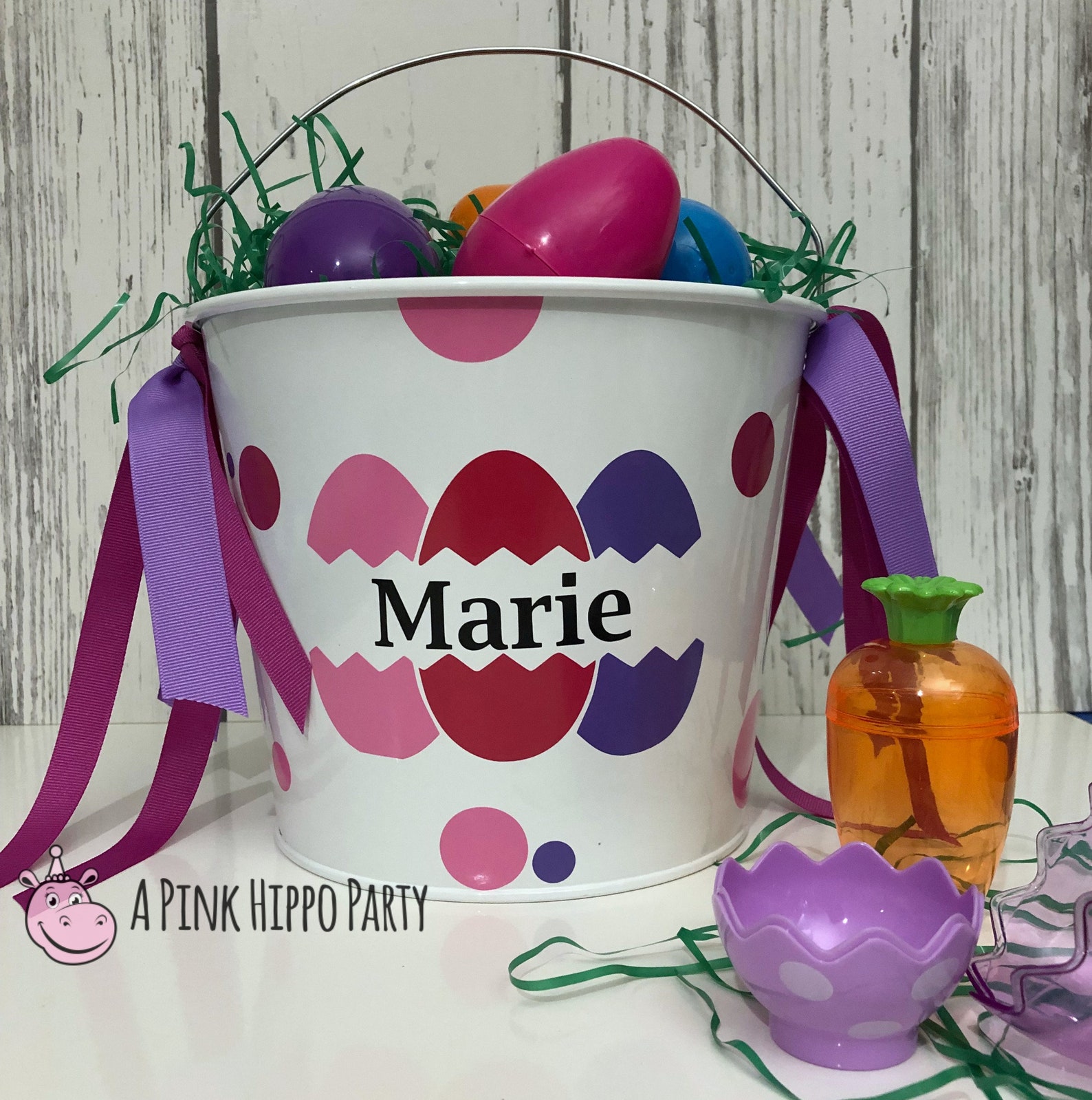 Easter Egg Basket Name Easter Basket Easter Pail Toddler | Etsy