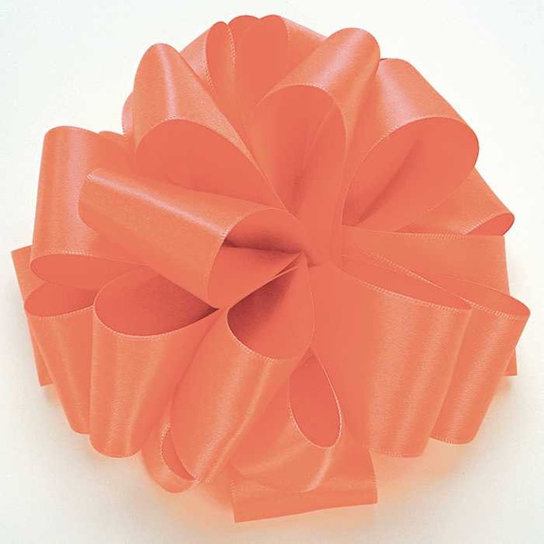 Coral Satin Ribbon Ribbon by the Yard Coral Double Faced - Etsy