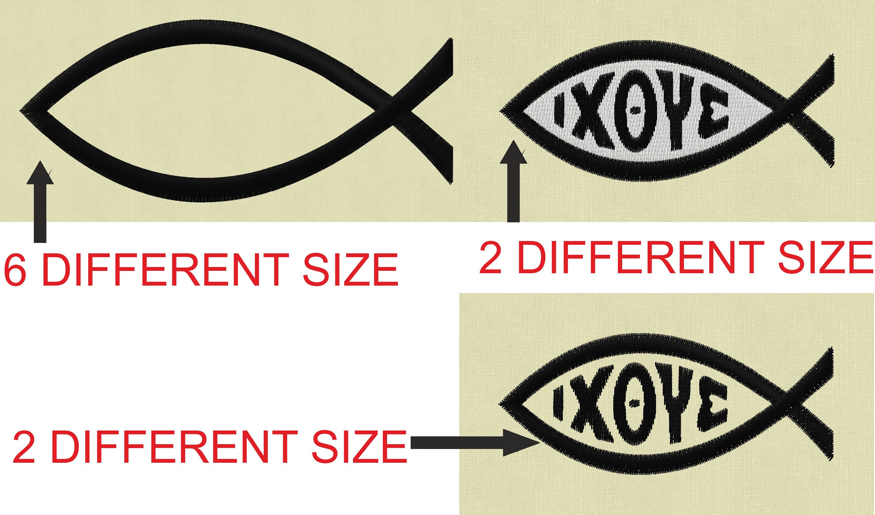 Design Ichthys Ixoye Jesus Fish Christian Applique Patch Embroidery ...