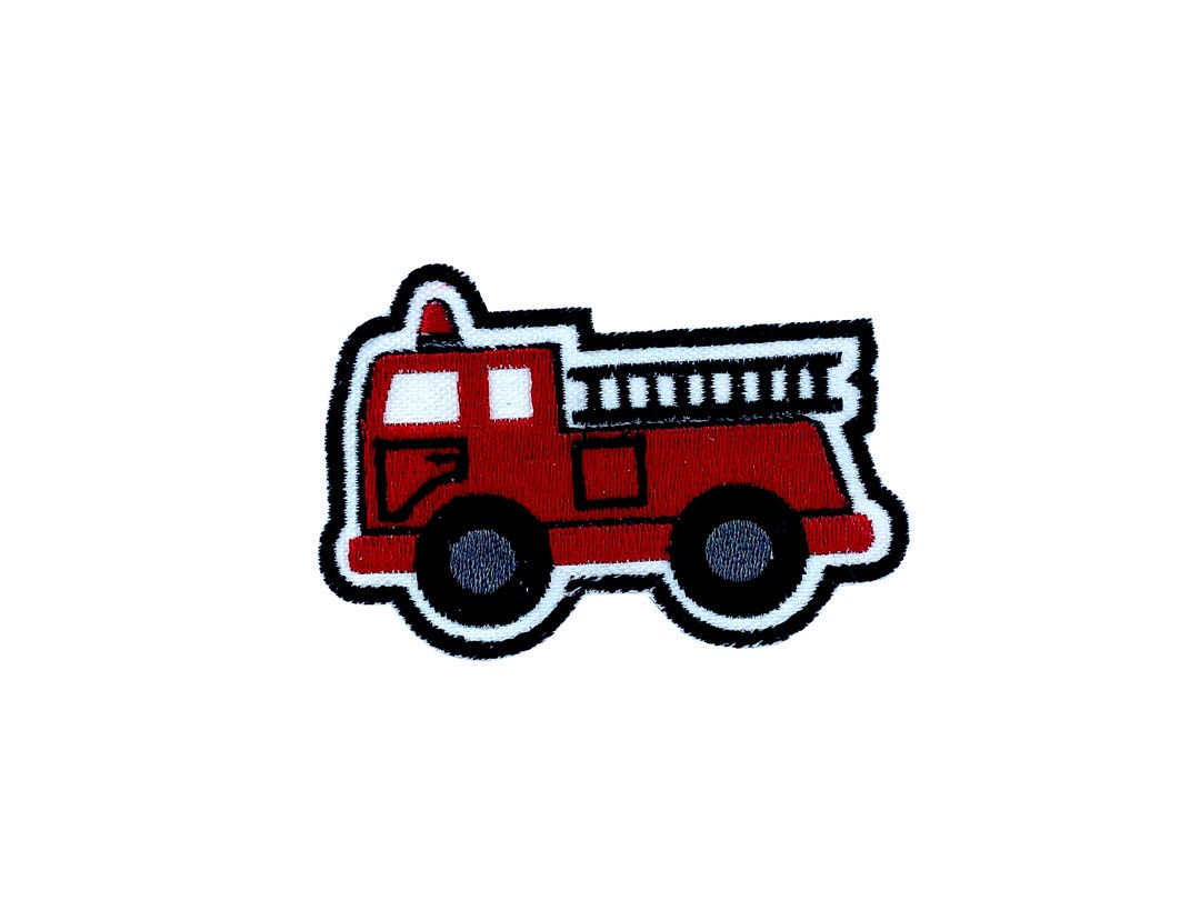 Embroidery Patch Sew Badge Iron on Glue Transfer Fire Truck Firefighter ...