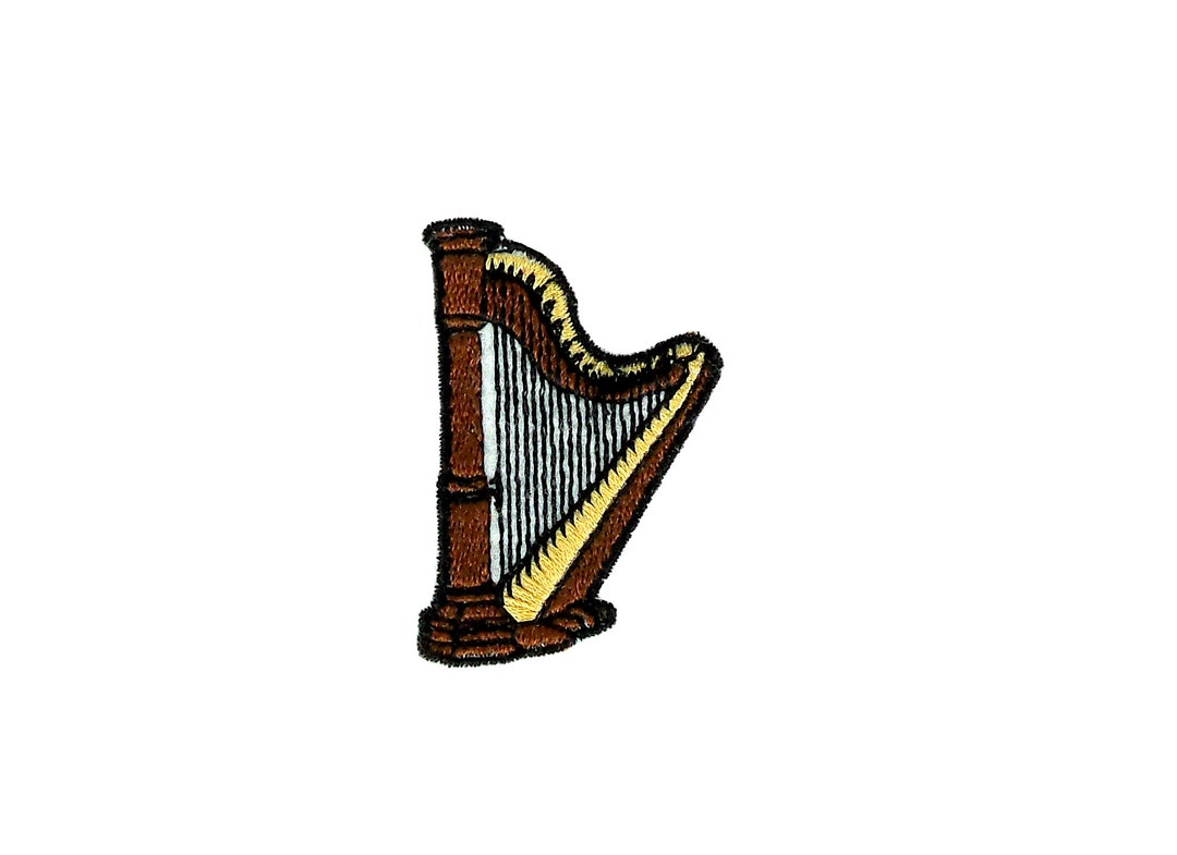 Embroidered Patch Applique Sew Badge Iron on Glue Transfer Harp Music ...