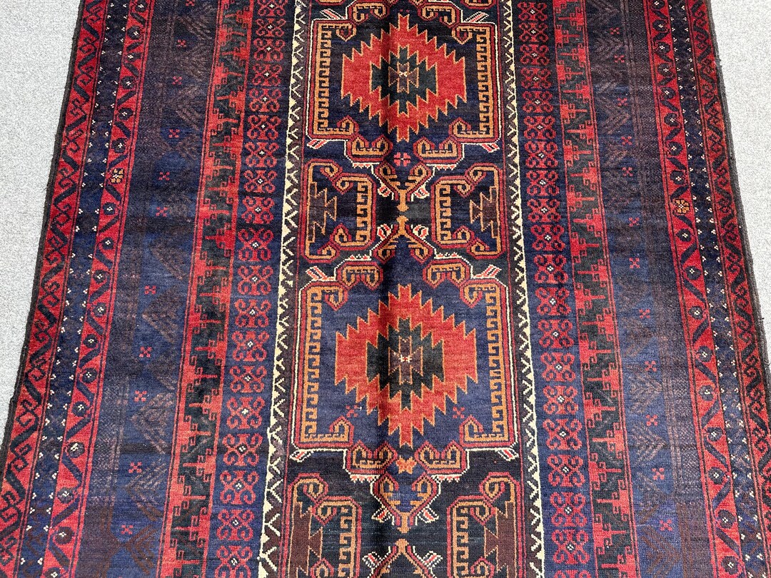 Turkmen Tribal Taimani Kuchi Baluch Rug 4'4 X 9'3 Ft, Maldari Nomadic ...