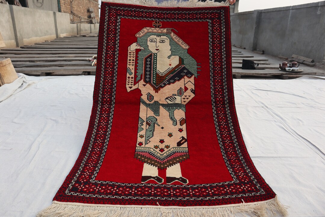 Free Shipping Stunning, Afghan Pictorial Queen Rug 2'10 X 4'6 FT, Nomadic Afghan Rug, Oriental ...