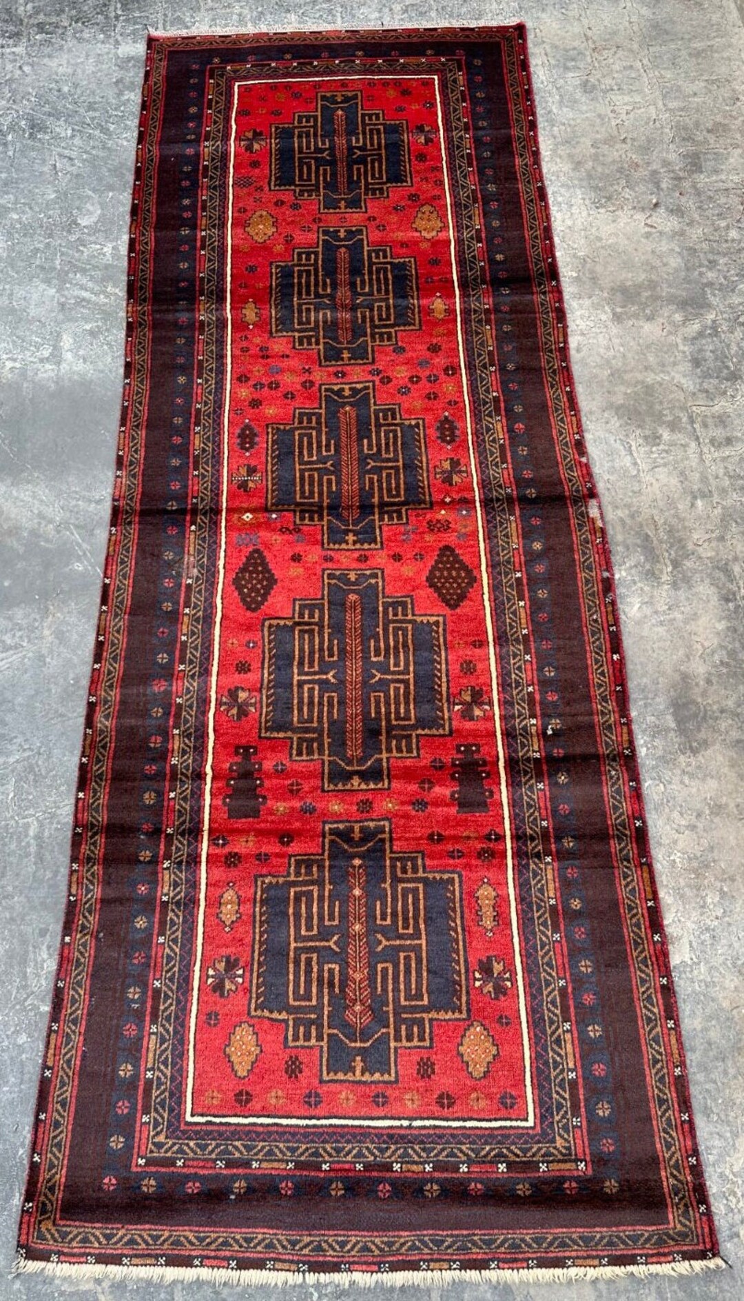 3'10 X 10'9 Ft, Vintage Afghan Nomadic Long Baluchi Rug Runner, Tribal ...
