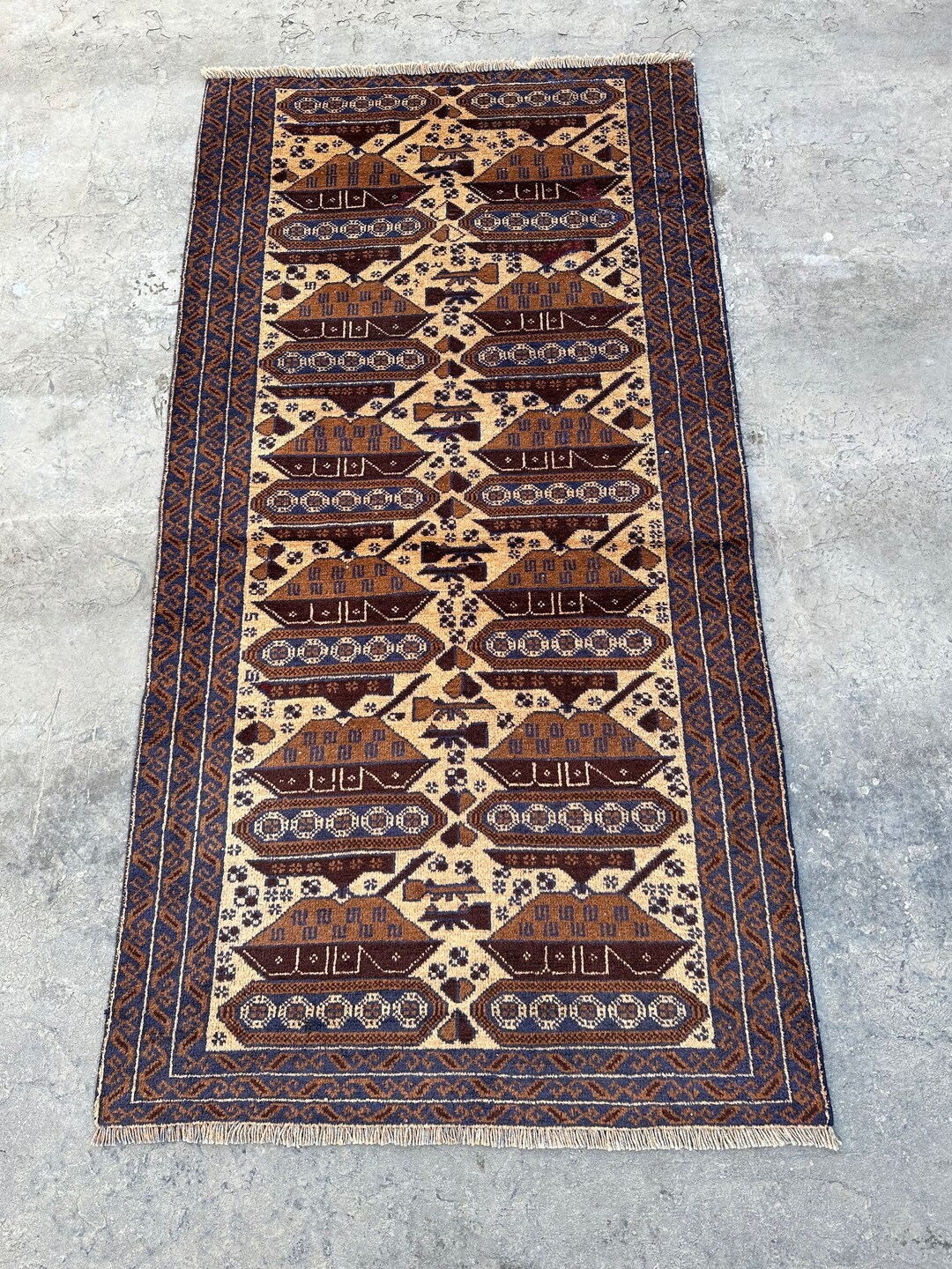3'4 X 6'7 Ft,stunning Vintage Afghan Pictorial Rug Nomadic Afghan Tang ...