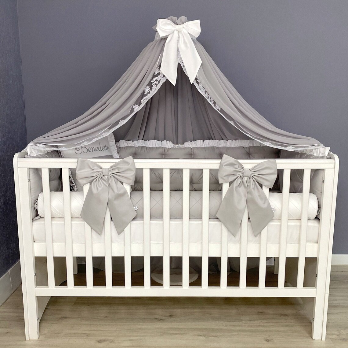 Large Cot Bow, Grey Nursery Decor - Etsy