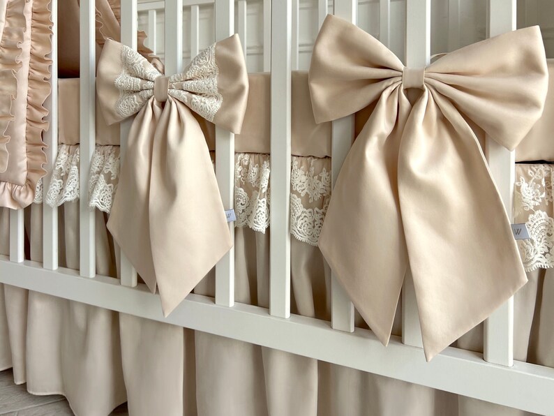 Lace Bows for Cribs, Baby Bed Bows, Nursery Decor Bows, Crib Bows, Baby ...