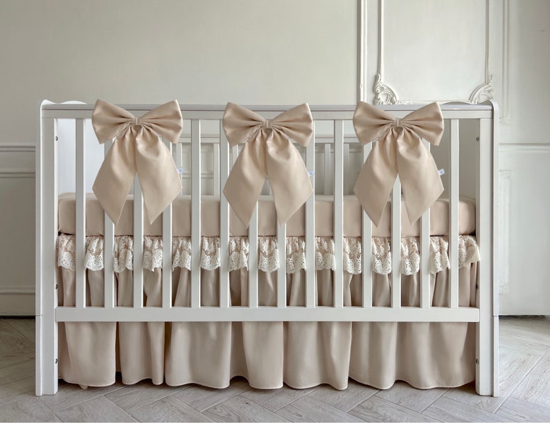 Lace Bows for Cribs, Baby Bed Bows, Nursery Decor Bows, Crib Bows, Baby ...