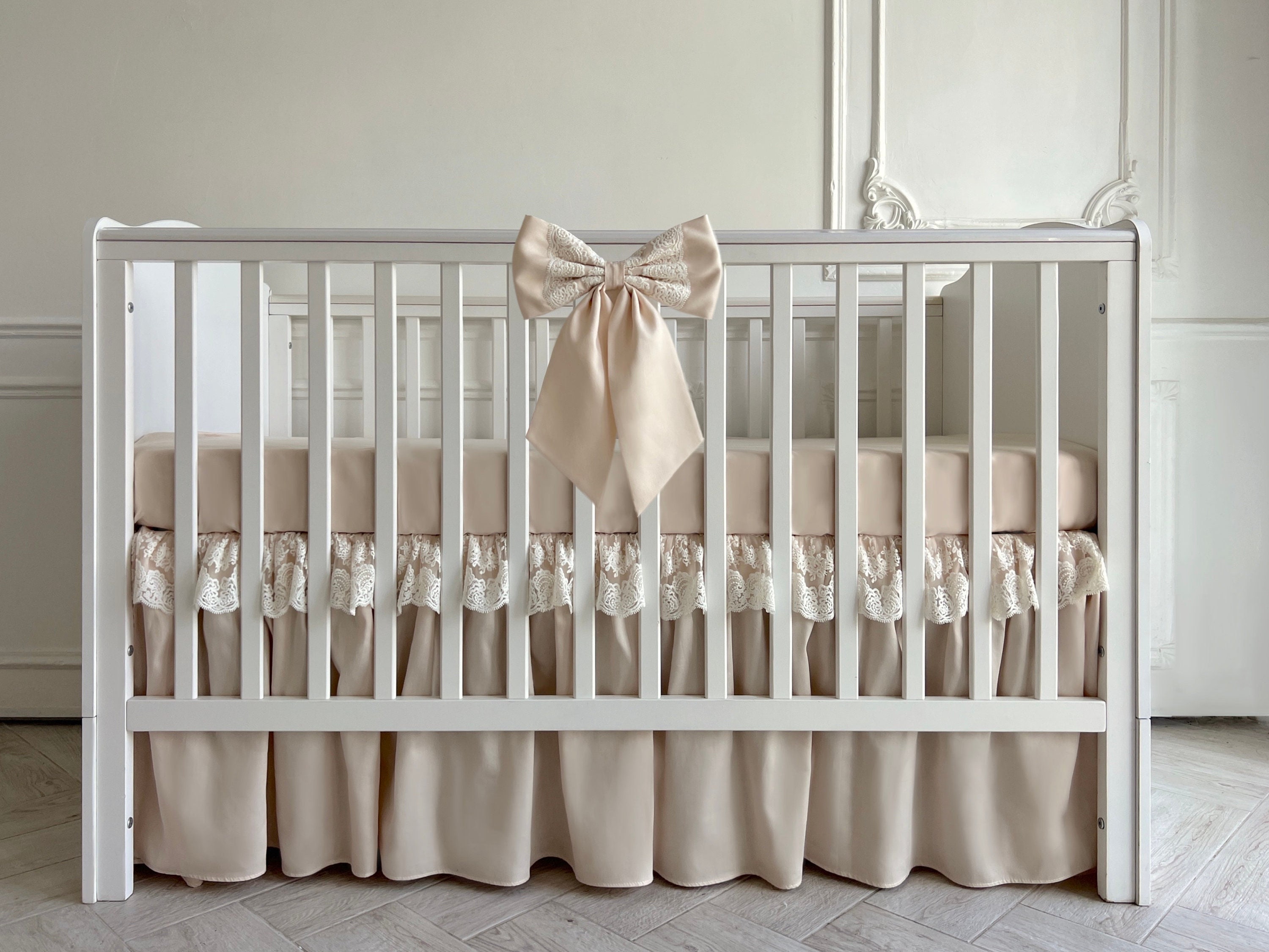 Lace Bows for Cribs, Baby Bed Bows, Nursery Decor Bows, Crib Bows, Baby ...