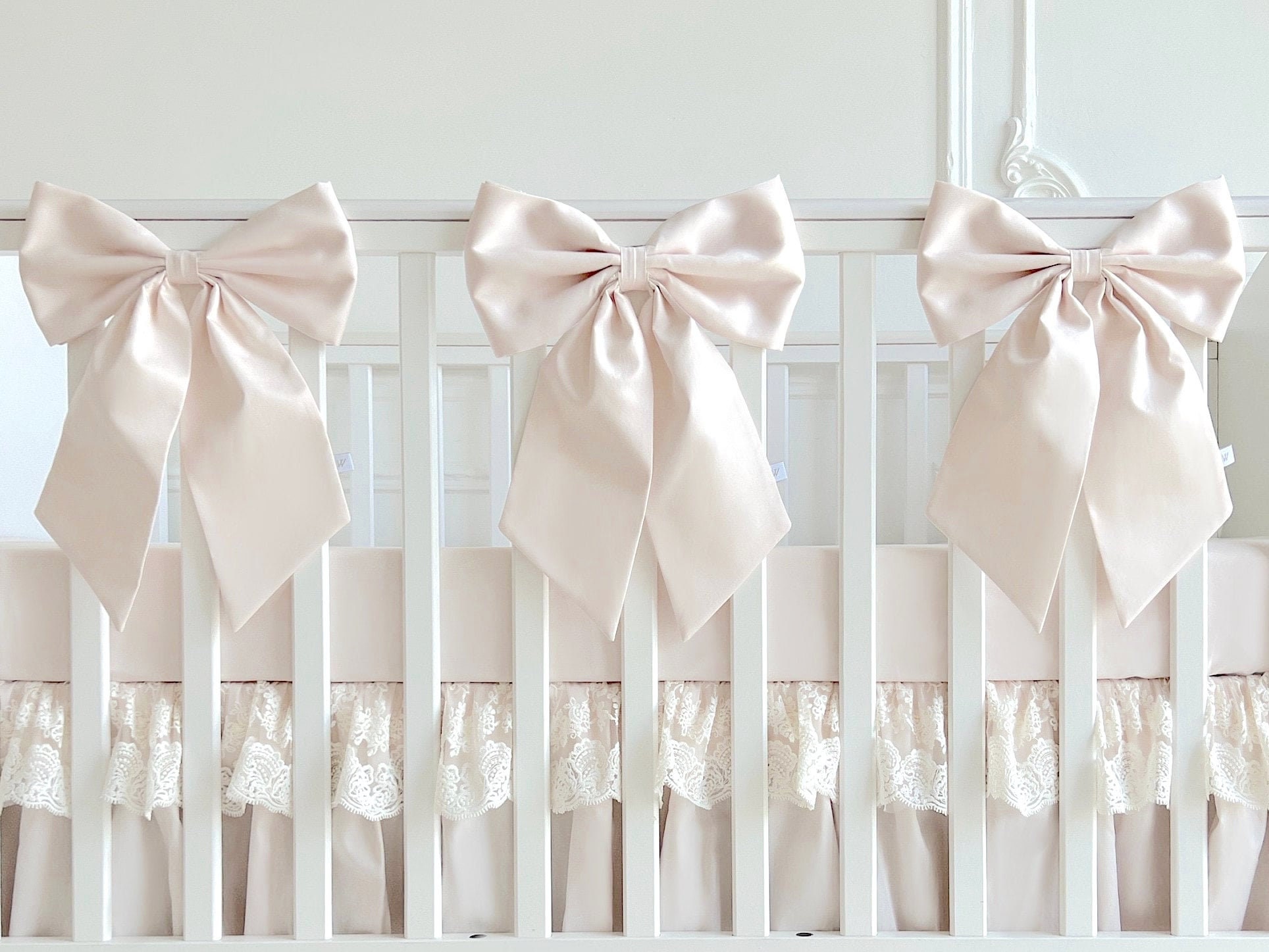 Large Light Creamy-pink Bow for Nursery Decoration, Tieback - Etsy