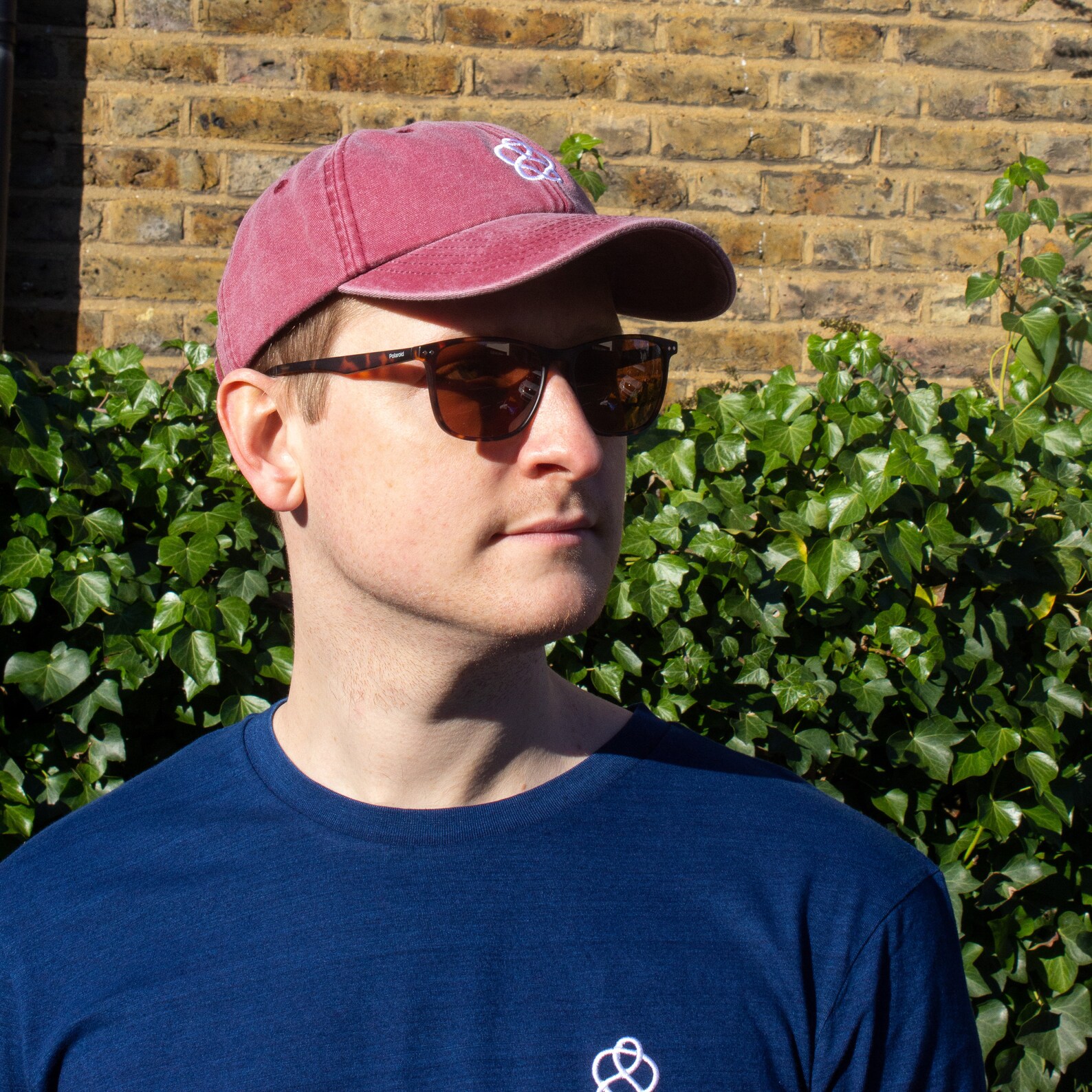 Red Embroidered Baseball Cap, Washed Burgundy Cap, Geometric 6-panel ...