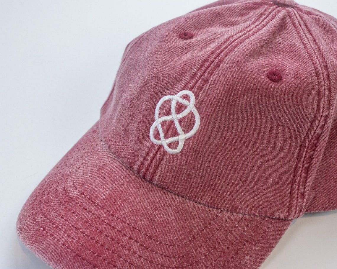 Red Embroidered Baseball Cap Washed Burgundy Cap Geometric - Etsy