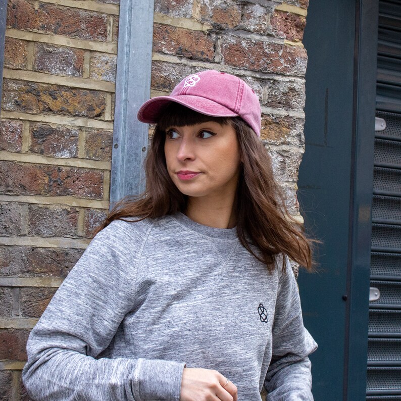 Red Embroidered Baseball Cap, Washed Burgundy Cap, Geometric 6-panel ...