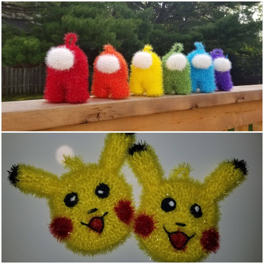 Crocheted Pikachu Among Us With Backpack Plushes Amigurumi - Etsy Australia