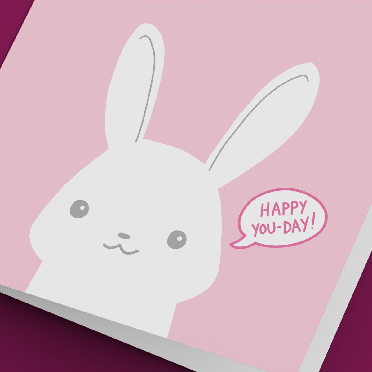 Cute Bunny Birthday Card Happy Bunny Happy You Day - Etsy