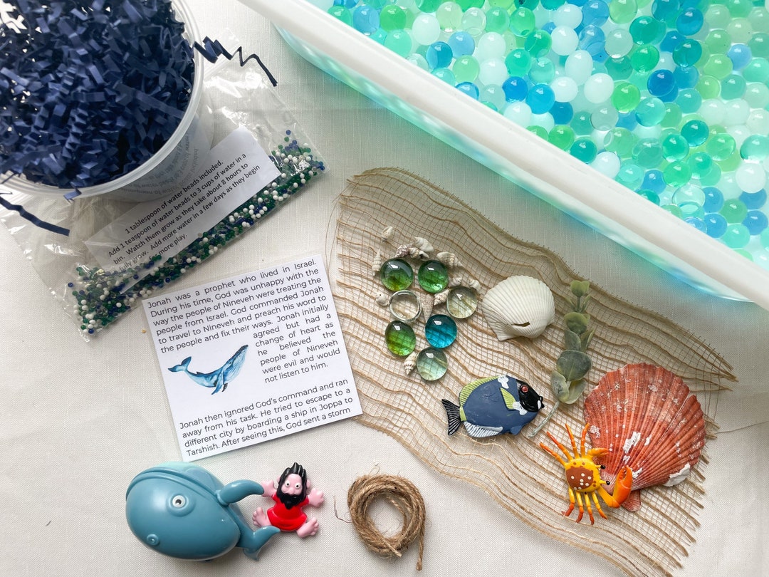 Jonah Sensory Bin, Bible Sensory, Jonah and the Whale, Flisat Insert ...