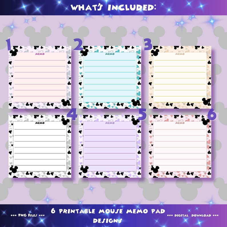 Mouse Memo Pads – Cute Printable Mouse Ear Sticky Notes for Planners ...