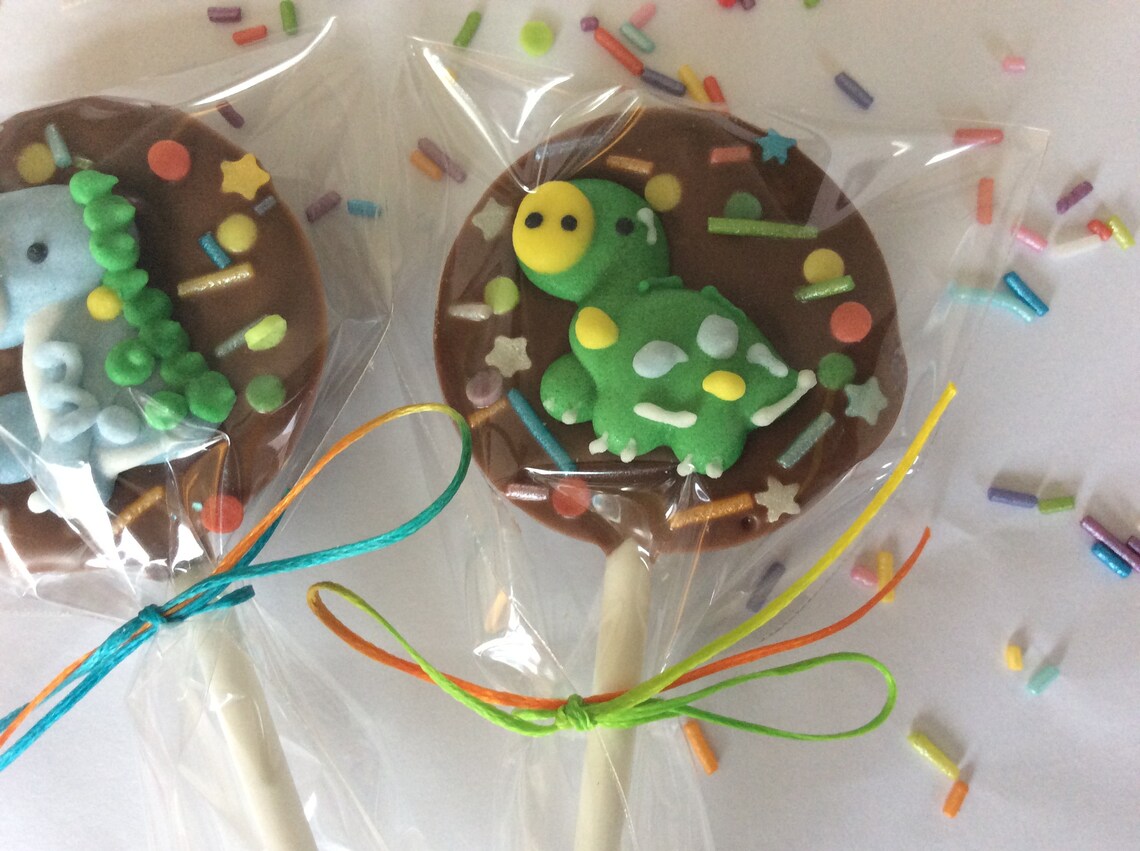 Chocolate Dinosaur Lollipop Trio Dinosaur Sweets - Etsy UK