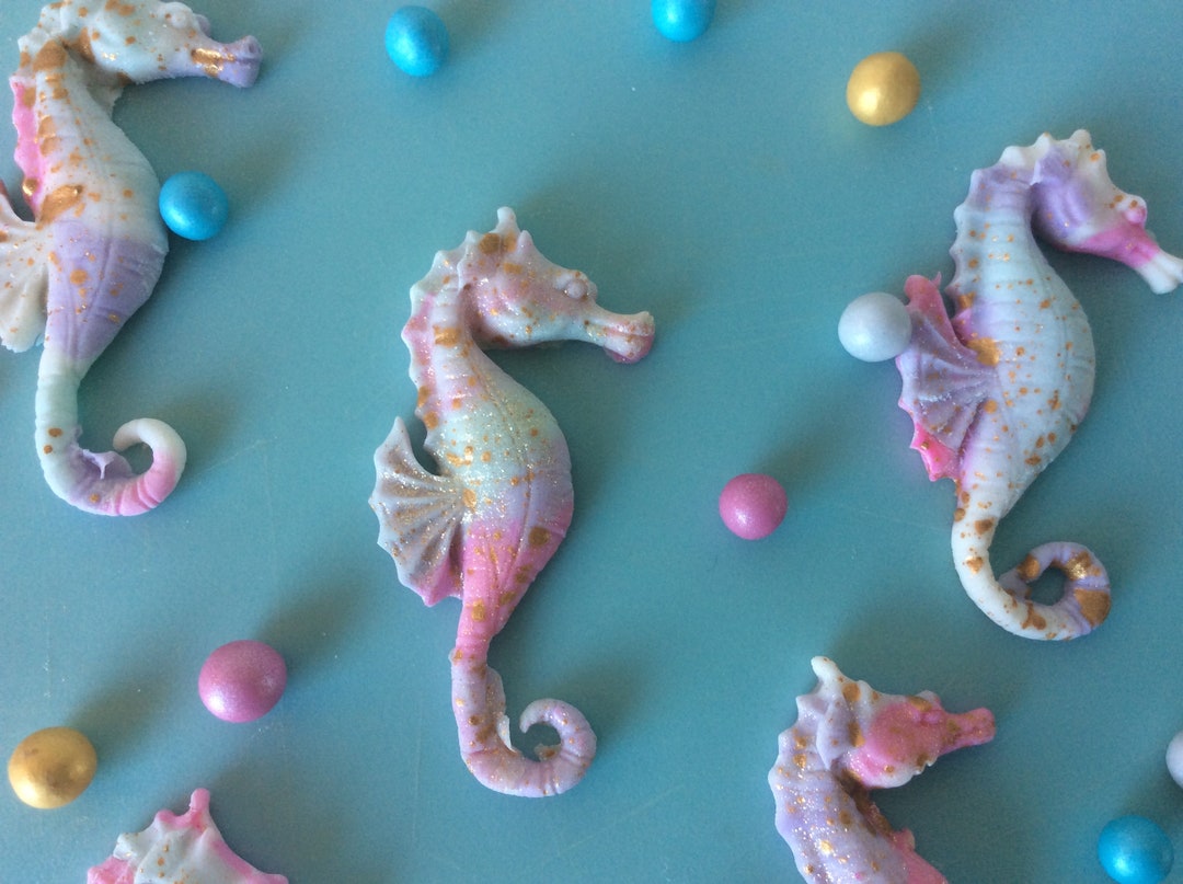 Edible Fondant Seahorses Cupcake Toppers With Cupcake Sprinkles - Etsy