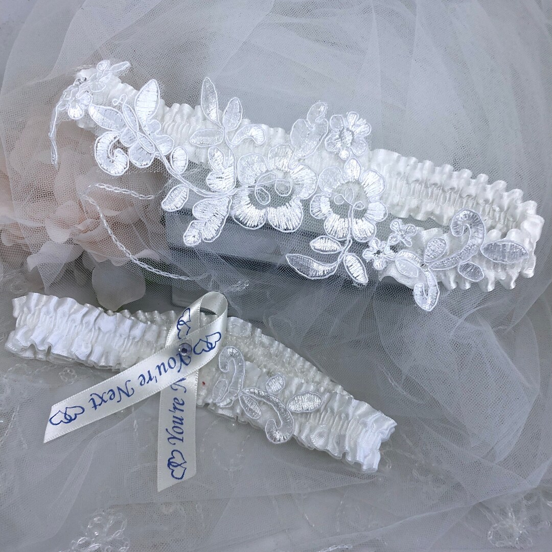White Venice Lace Bridal Garter Set: 'your Next' Throw Garter - Etsy