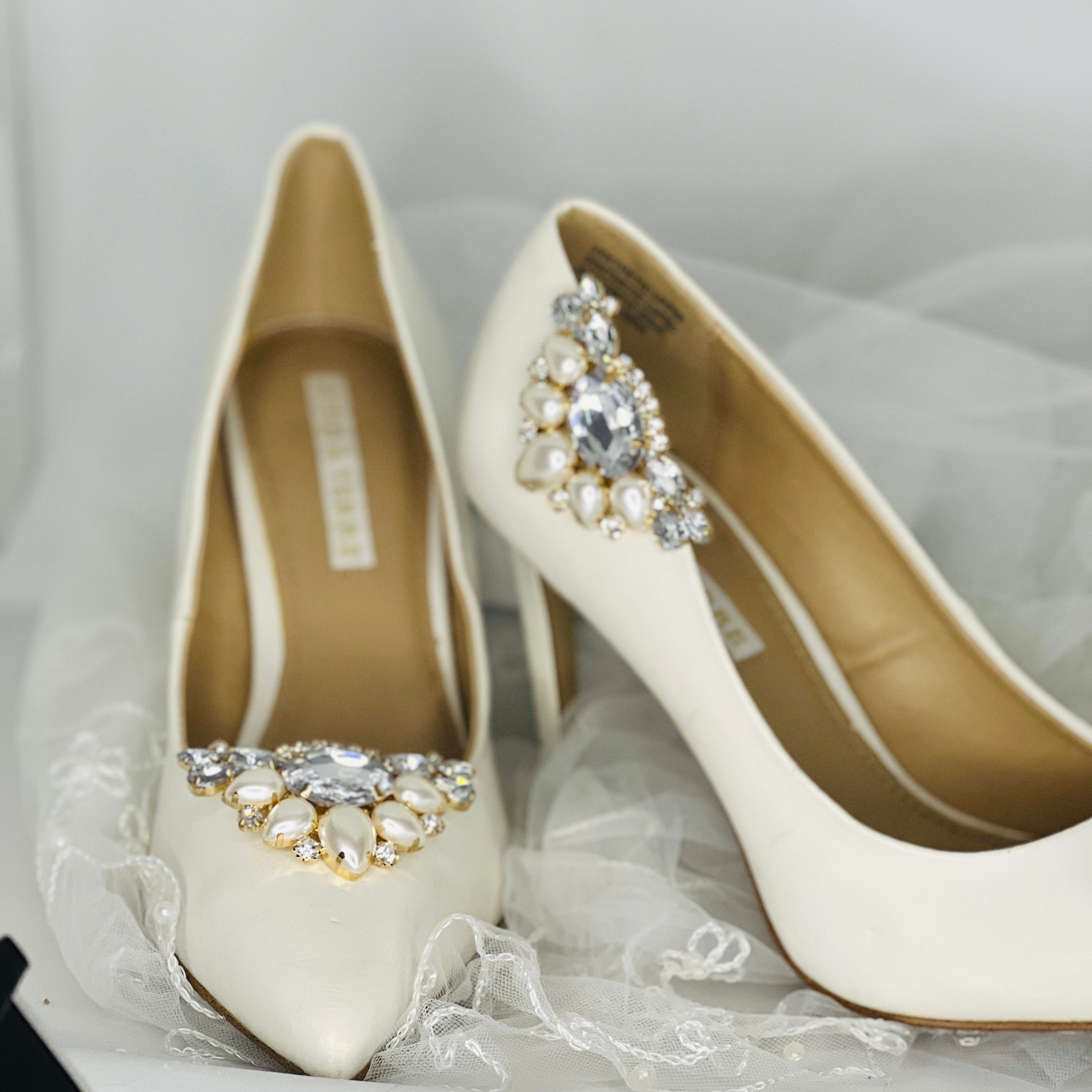 Gold Bridal Shoe Clips: Pearl & Rhinestone Wedding Accessories - Etsy