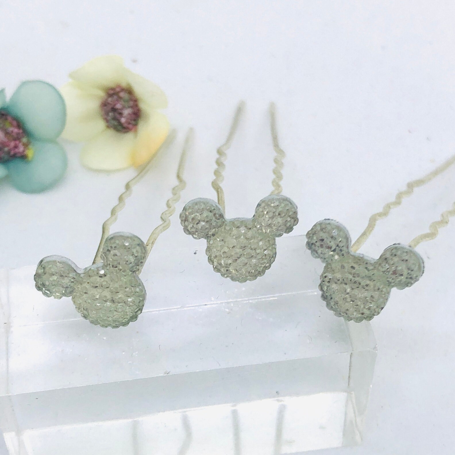 Mickey Mouse Silver Hair Pins Hidden Mickey Hair Pins Bridal - Etsy