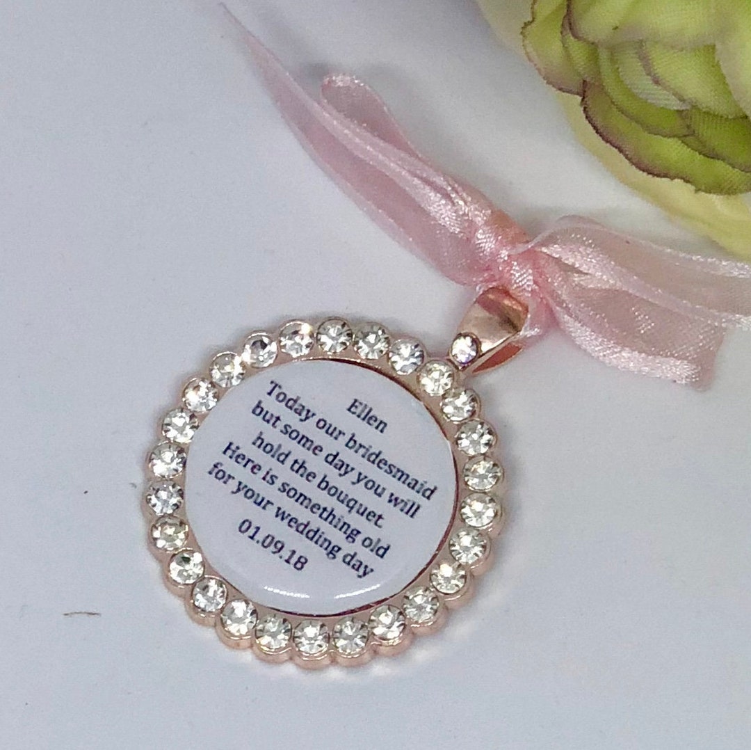 Personalized Bridesmaid Charm: Rose Gold Rhinestone Wedding Keepsake - Etsy