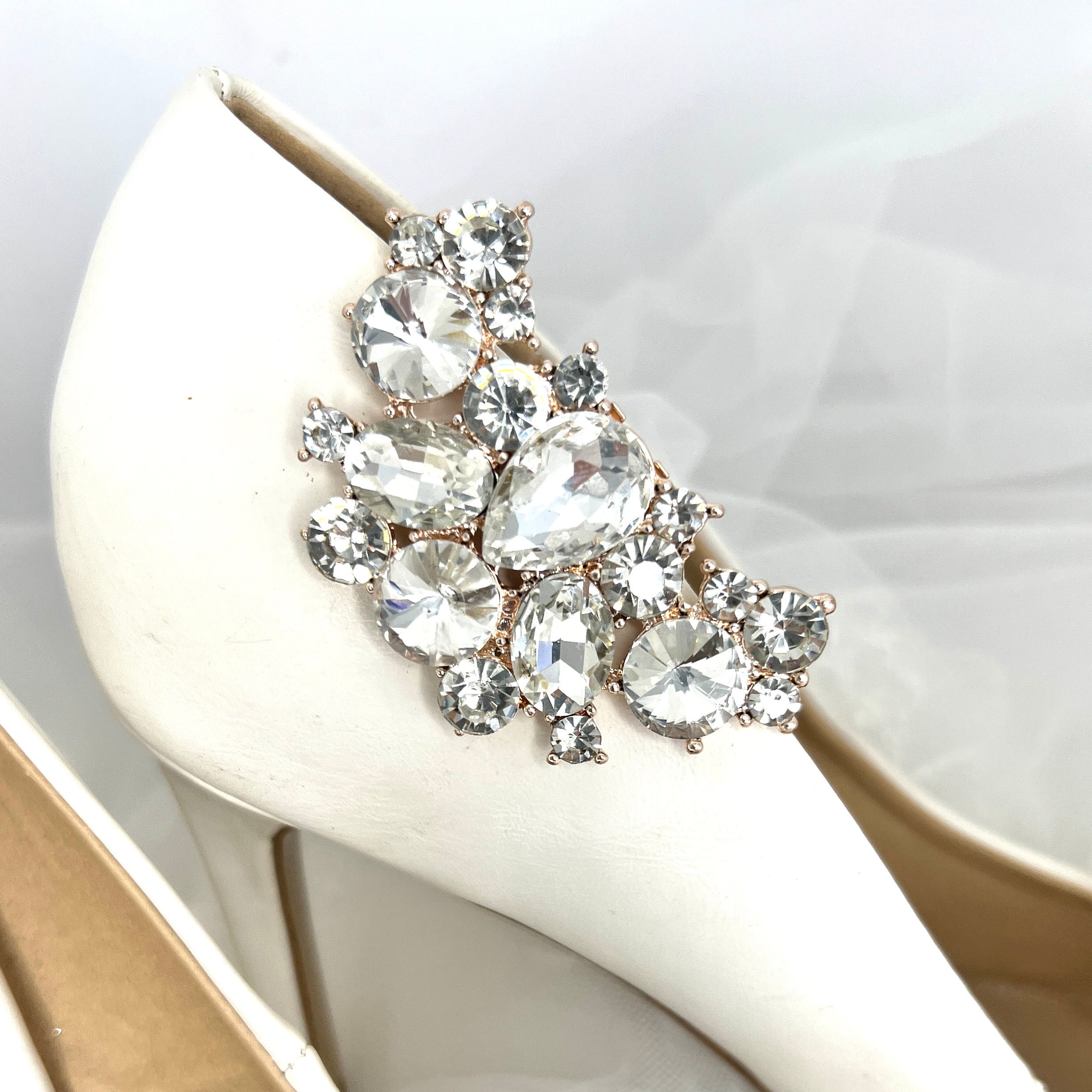 Rose Gold Crystal Bridal Shoe Clips - LINA ROSE - Etsy