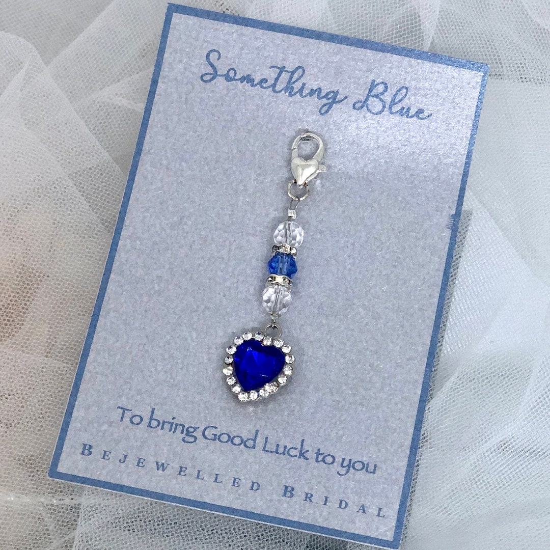 Something Blue Bridal Bouquet Charm: Sapphire Crystal Heart Pin - Etsy