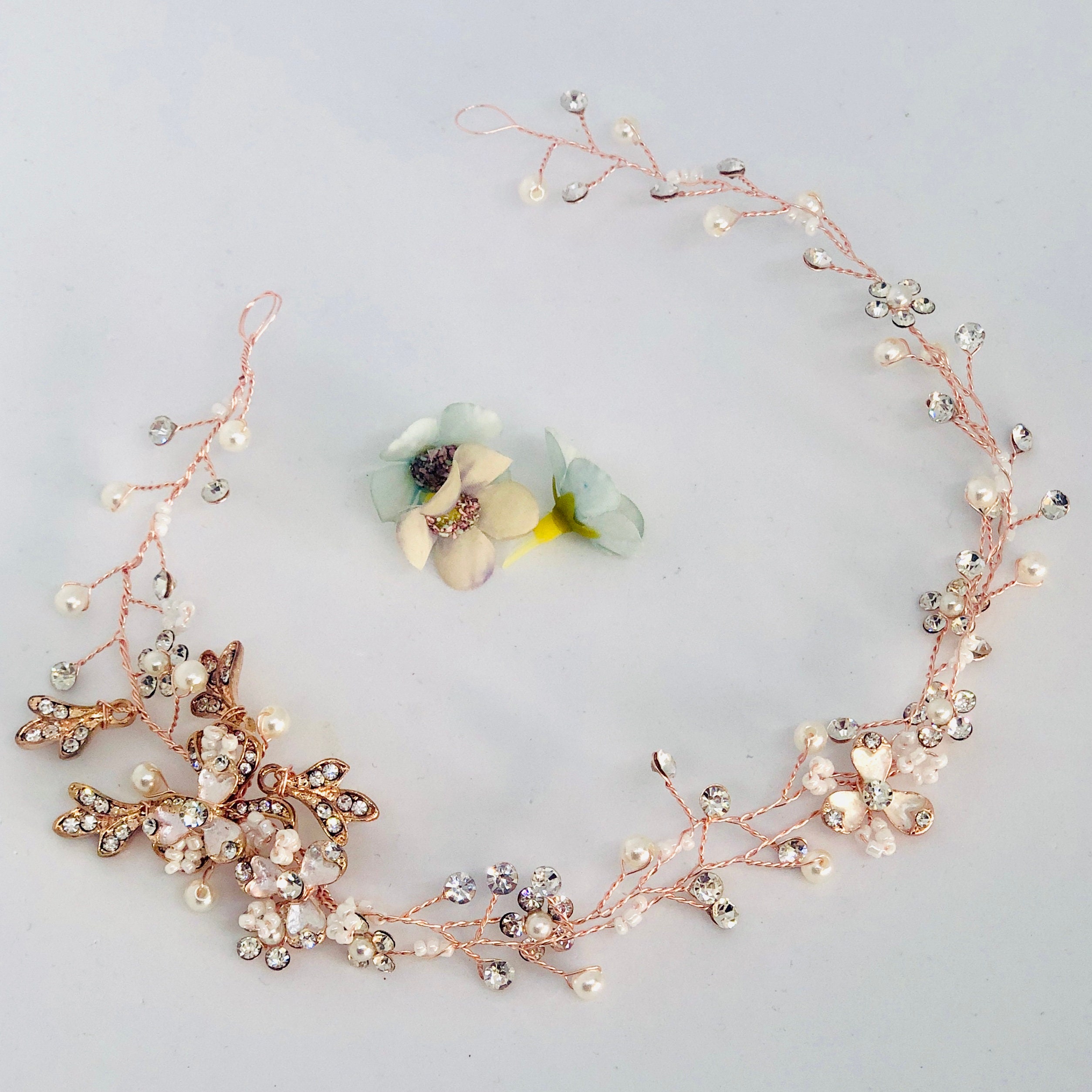 Rose Gold Headpiece Bridal Headpiece Pearl Headpiece Etsy