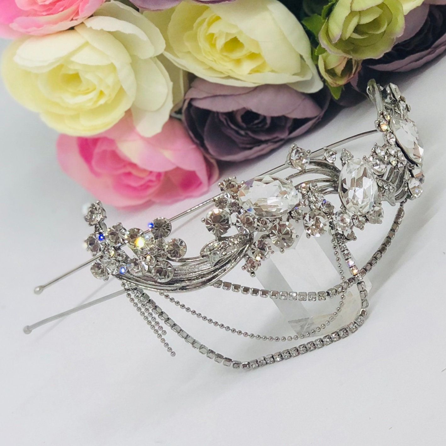 Silver Headpiece Bridal Headpiece Crystal Headpiece Wedding | Etsy