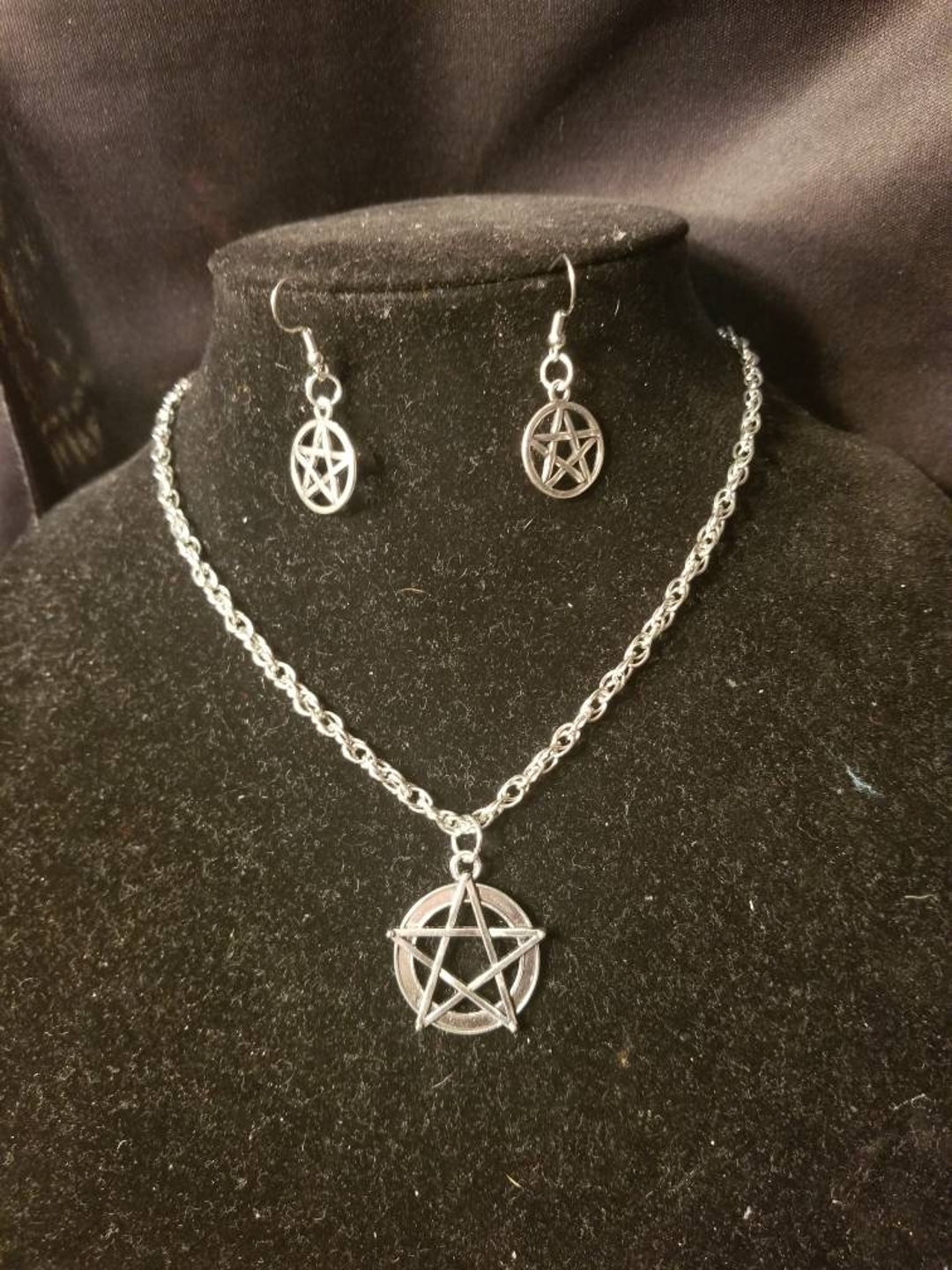 Pentagram Necklace and Earrings Set Wicca Pagan Gothic Occult - Etsy