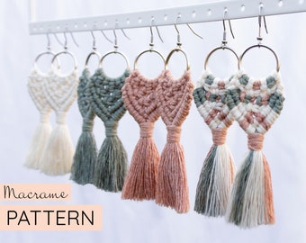 PDF Tutorial, Macrame Earrings PATTERN, Micro Macrame Tutorial, DIY ...