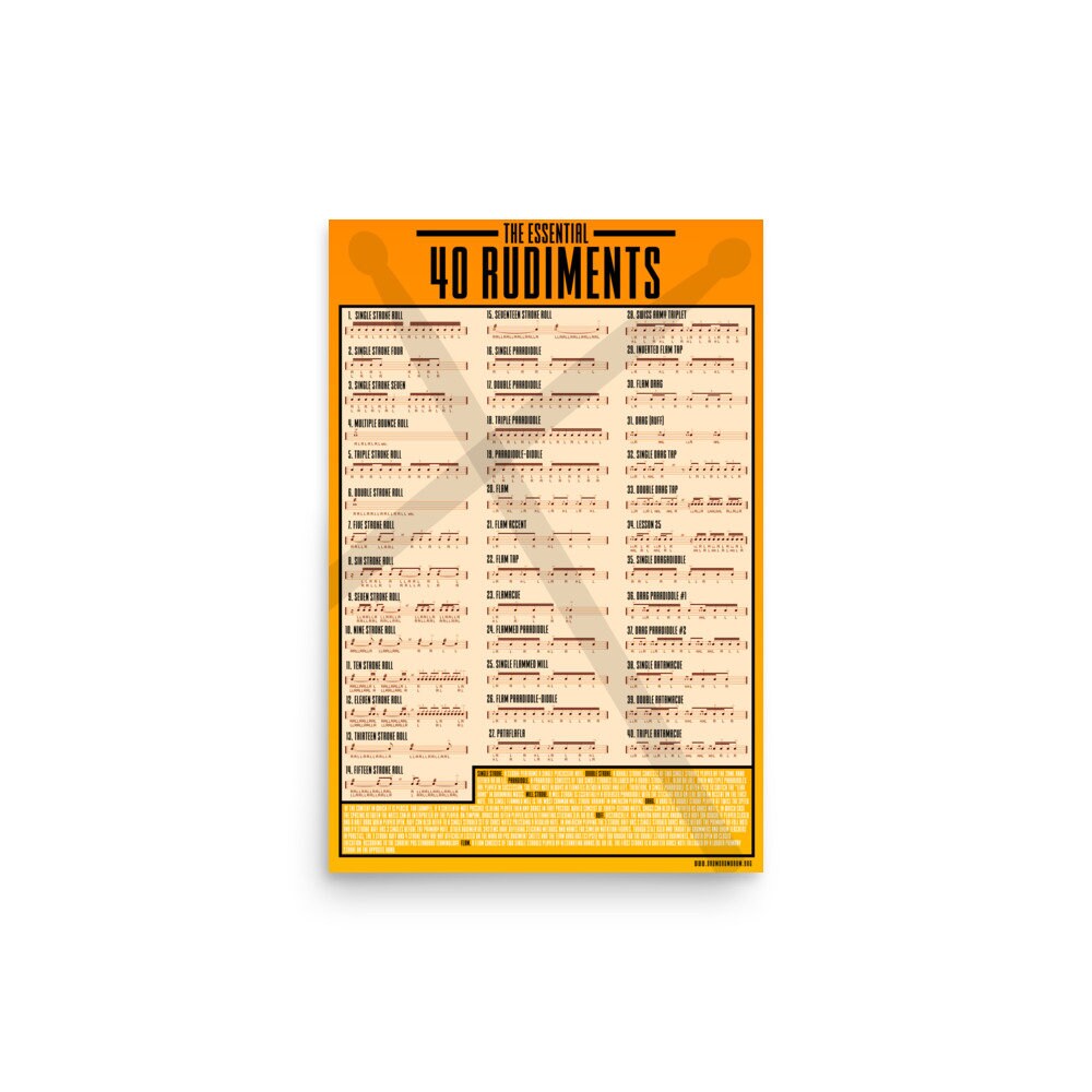 The Essential 40 Rudiments Orange Poster - Etsy