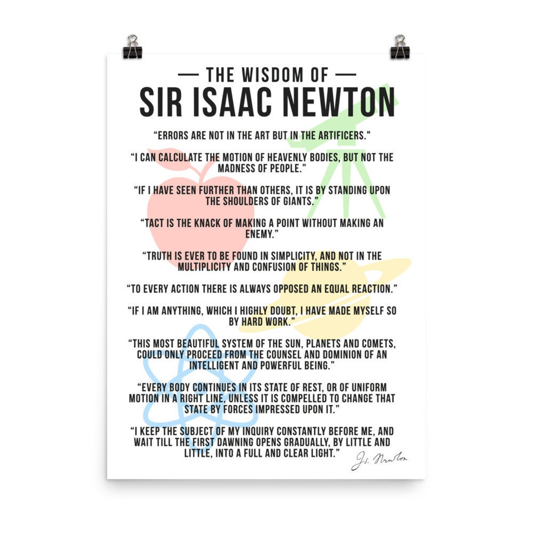 The Wisdom of Sir Isaac Newton Poster - Etsy