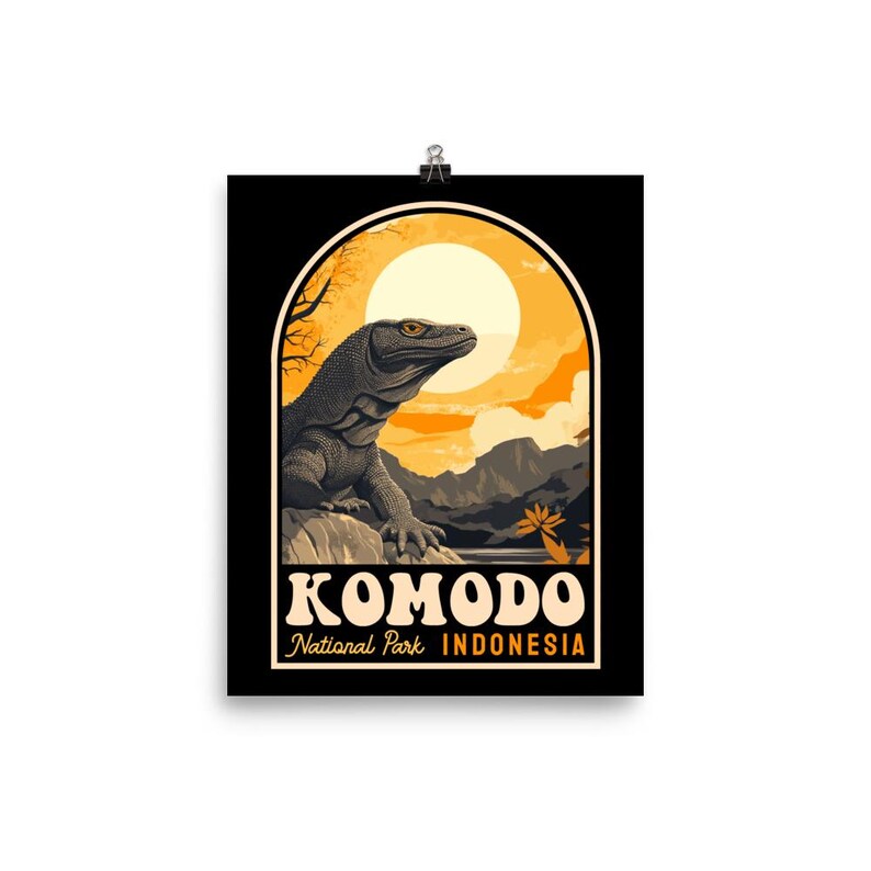 Komodo National Park Indonesia Komodo Dragon Reptile Retro Travel ...