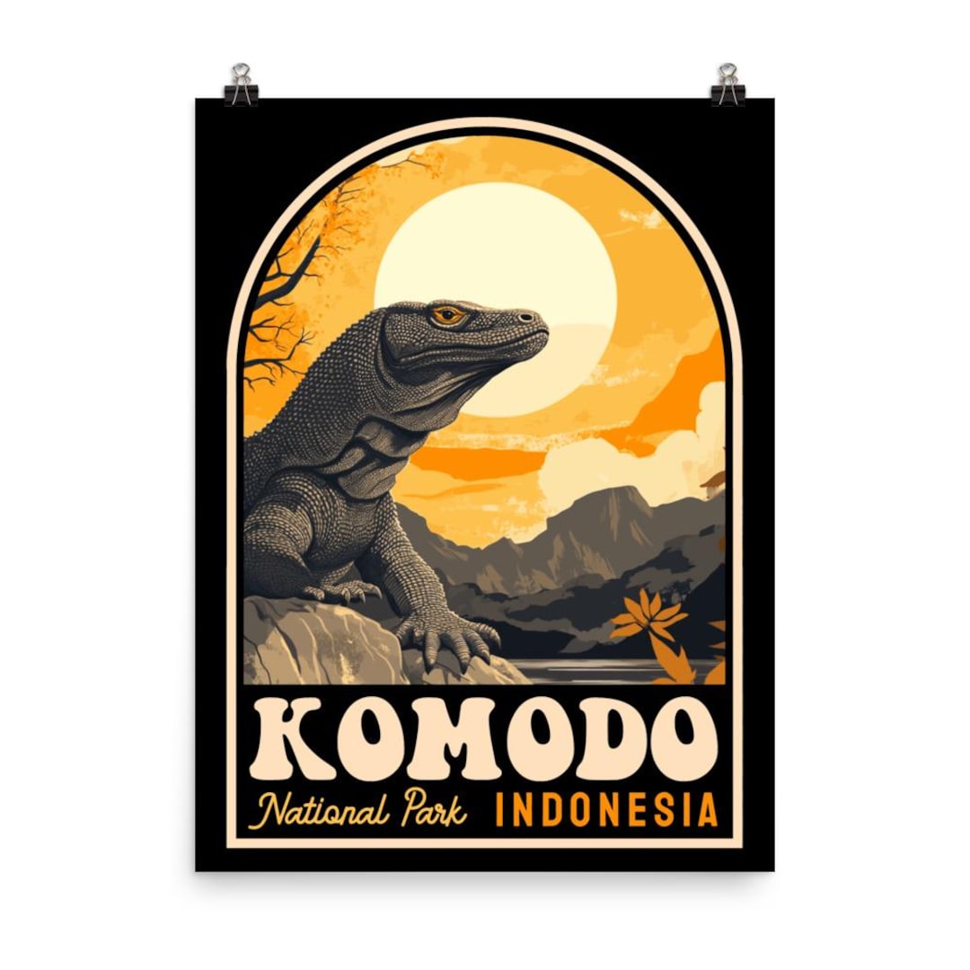 Komodo National Park Indonesia Komodo Dragon Reptile Retro Travel ...