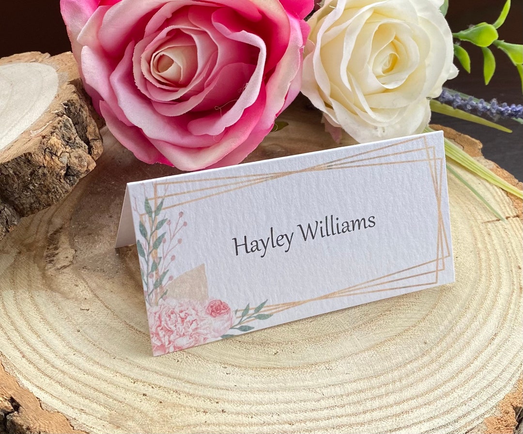 Blush Pink Floral Table Place Name Card - Etsy