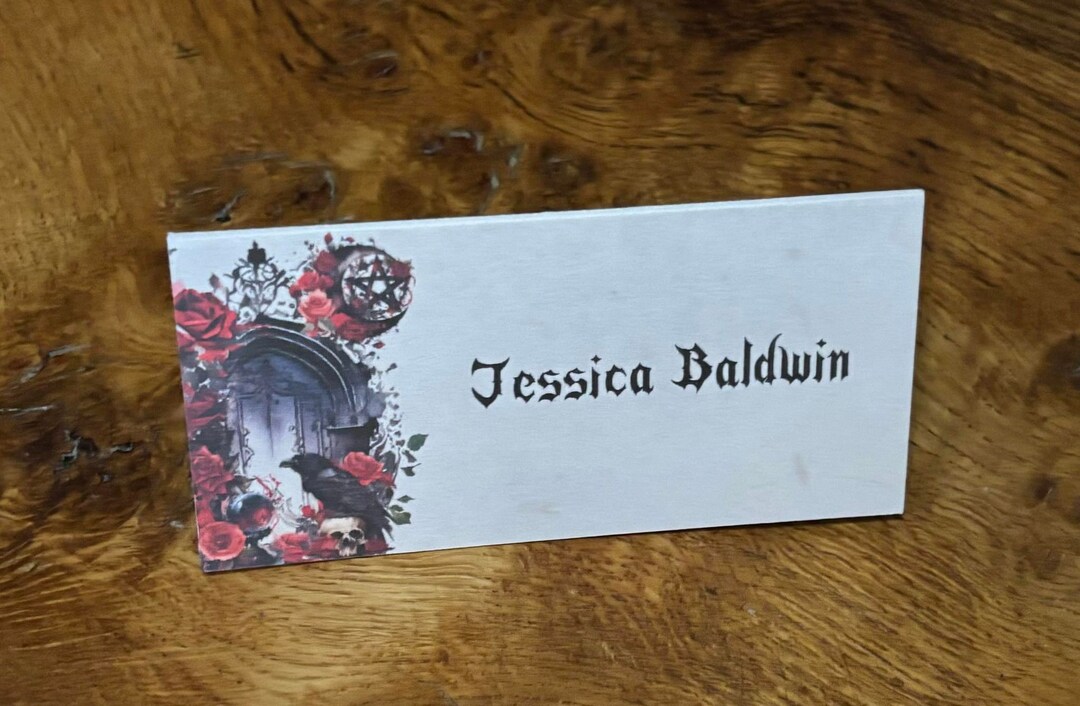 Red Table Name Card, Gothic Name Card, Witch Place Card, Halloween ...