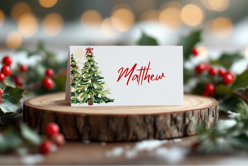 Christmas Table Place Cards | Editable and Printable Name Cards ...