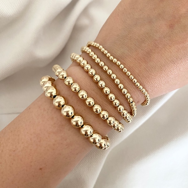 14k Gold Filled Beaded Bracelet - Etsy