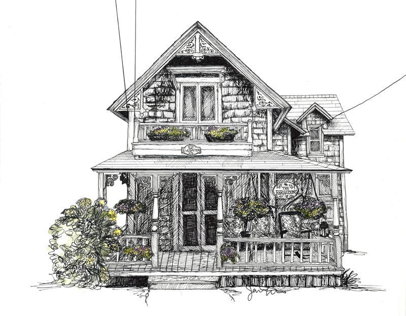 Customized Pen and Ink Home, Building Drawing - Etsy