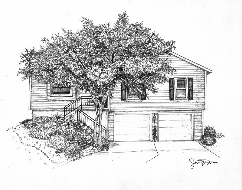 Customized Pen and Ink Home, Building Drawing - Etsy