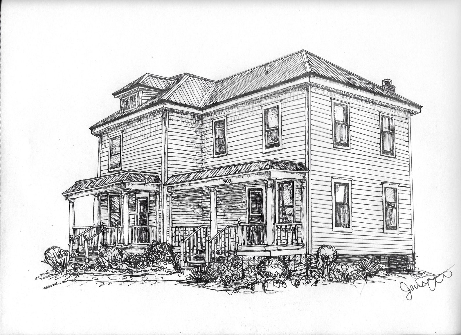 Customized Pen and Ink Home, Building Drawing - Etsy