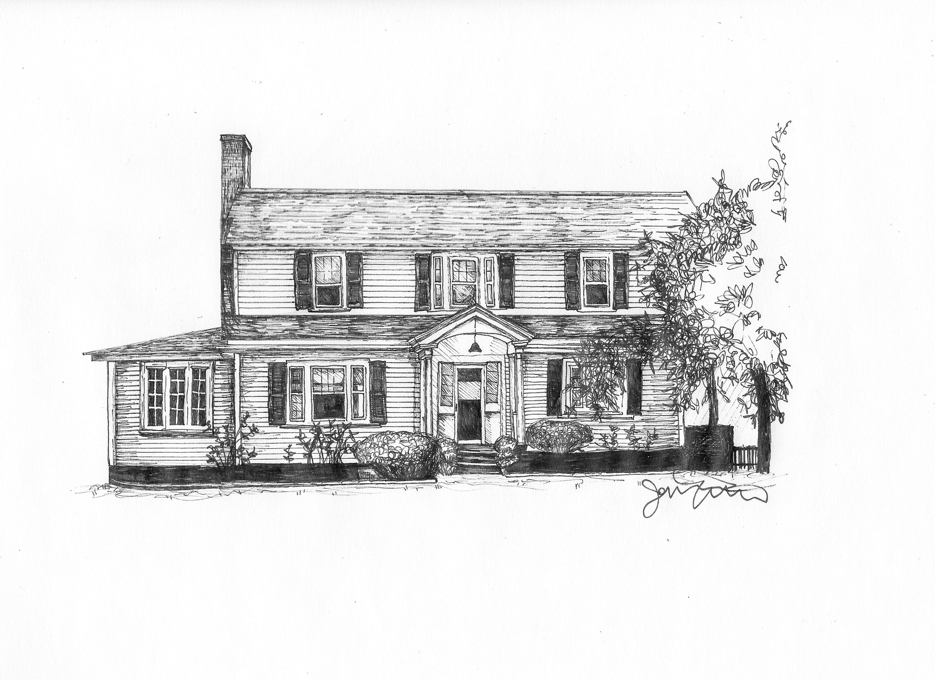 Customized Pen and Ink Home, Building Drawing - Etsy