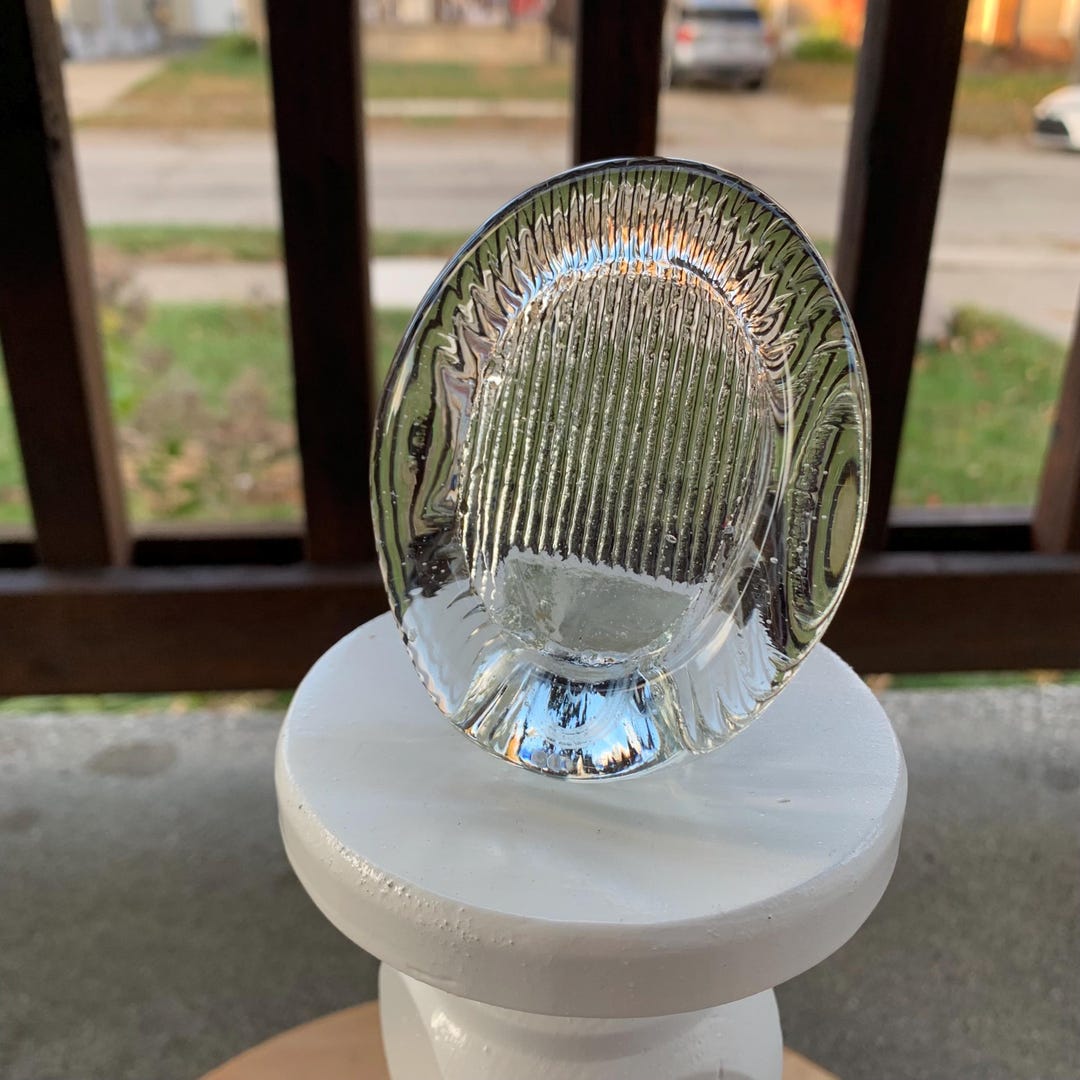 Sweet Vintage Miniature Crystal Clear Glass Oval Ribbed Picture Frame 3 ...